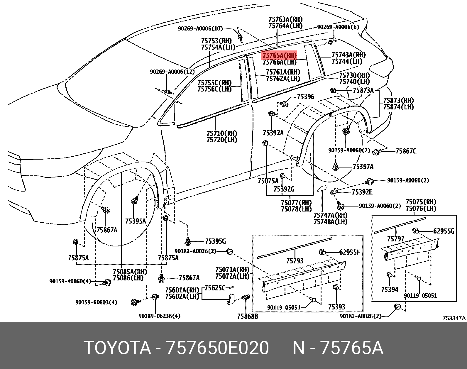 757650E020 TOYOTA МОЛДИНГ купить в интернет-магазине AvtoTO